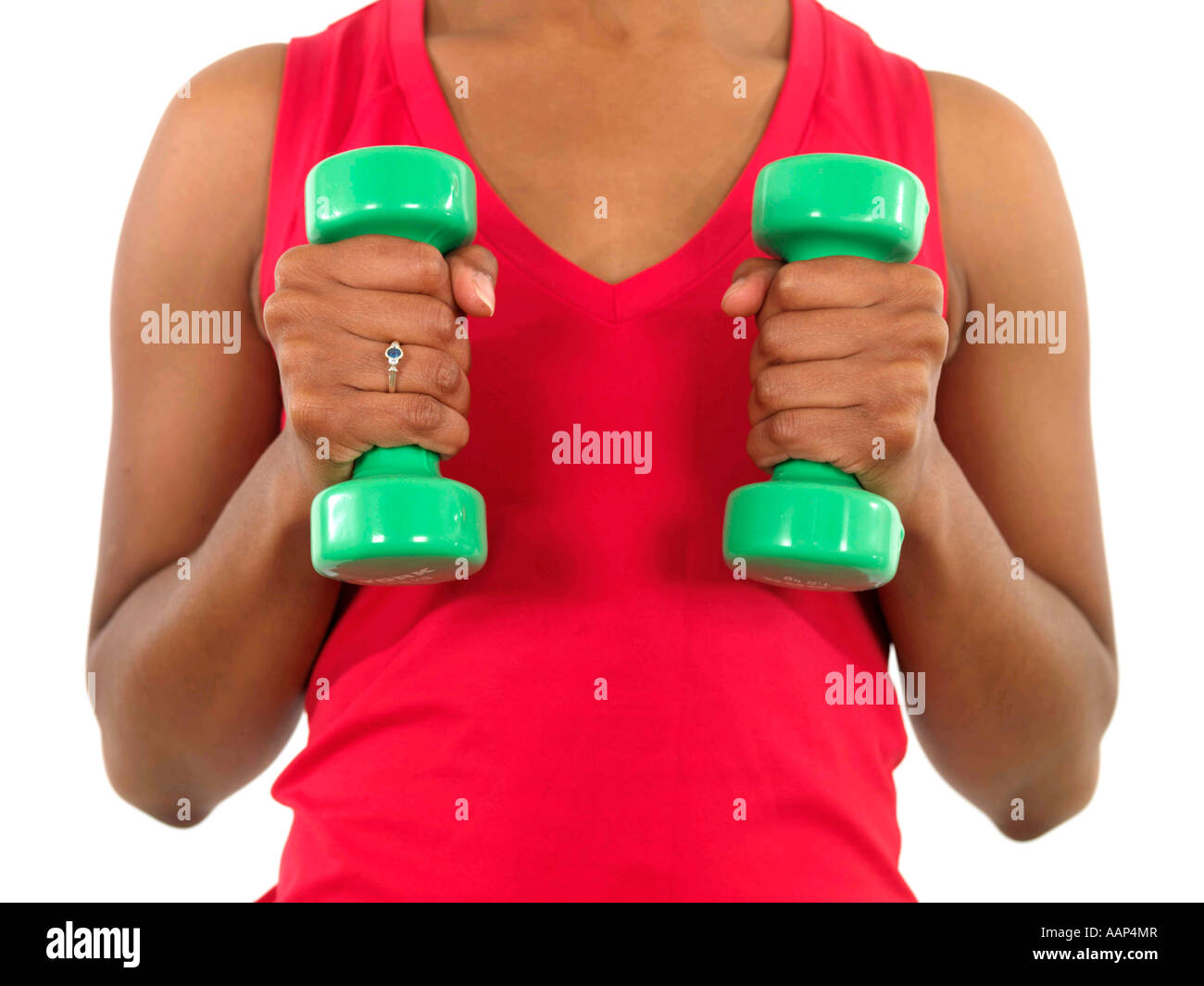 Young Woman Lifting Weights Model Released Stock Photo - Alamy