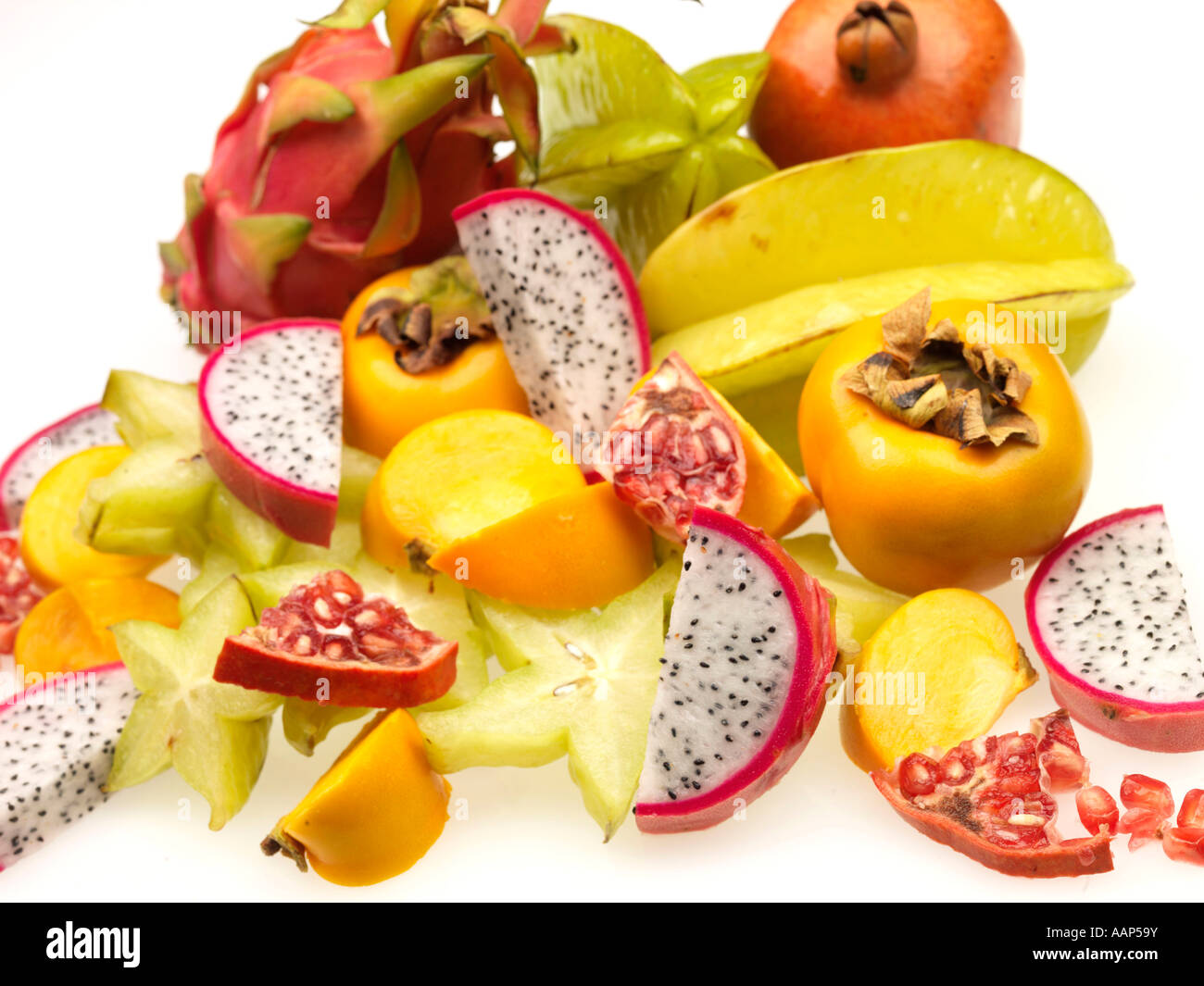 Selection Of Fresh Ripe Healthy Tropical Fruit Including Dragon Fruit ...