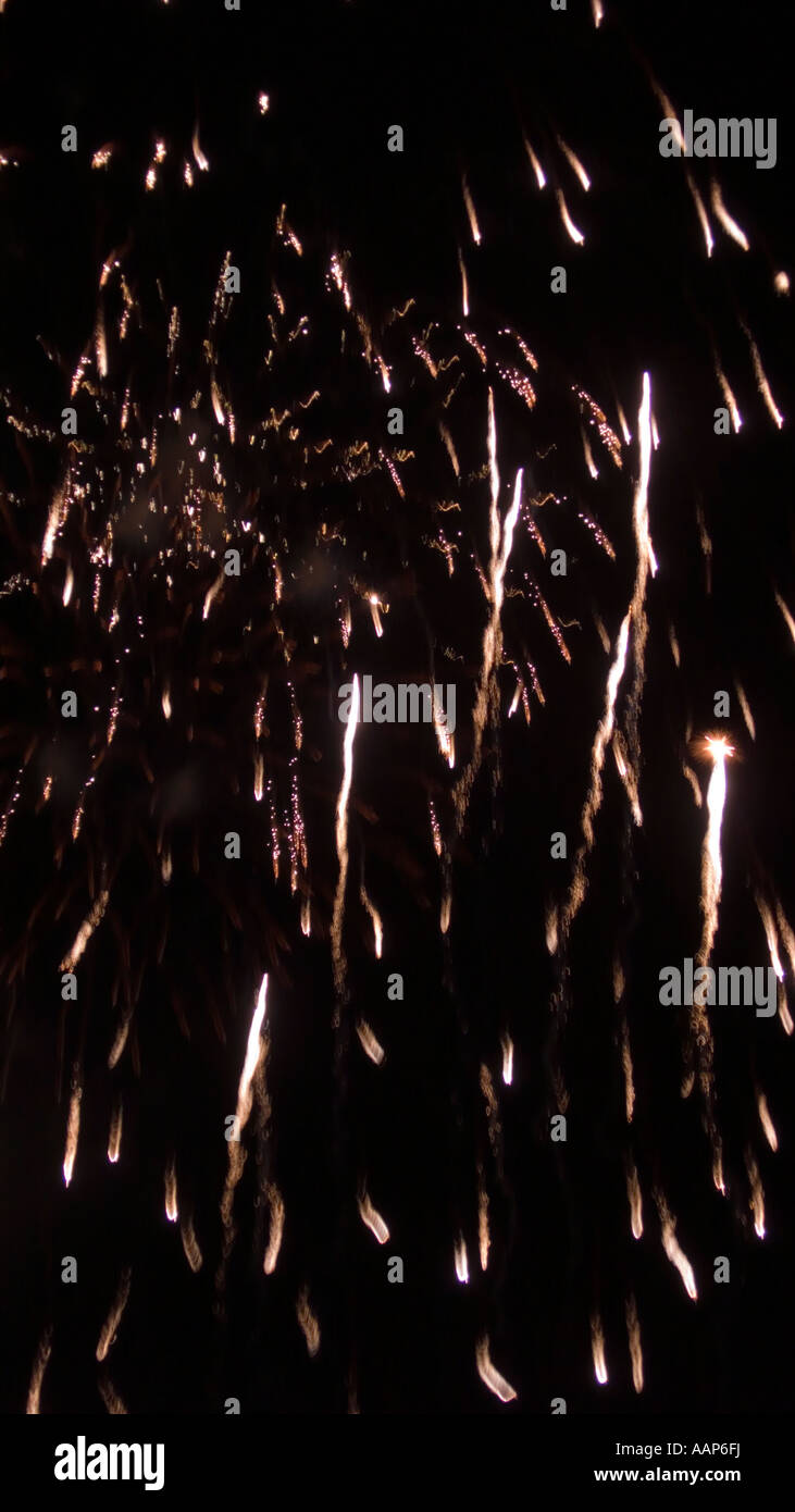 Unusual fireworks image Raining light Time exposure and movement Stock ...