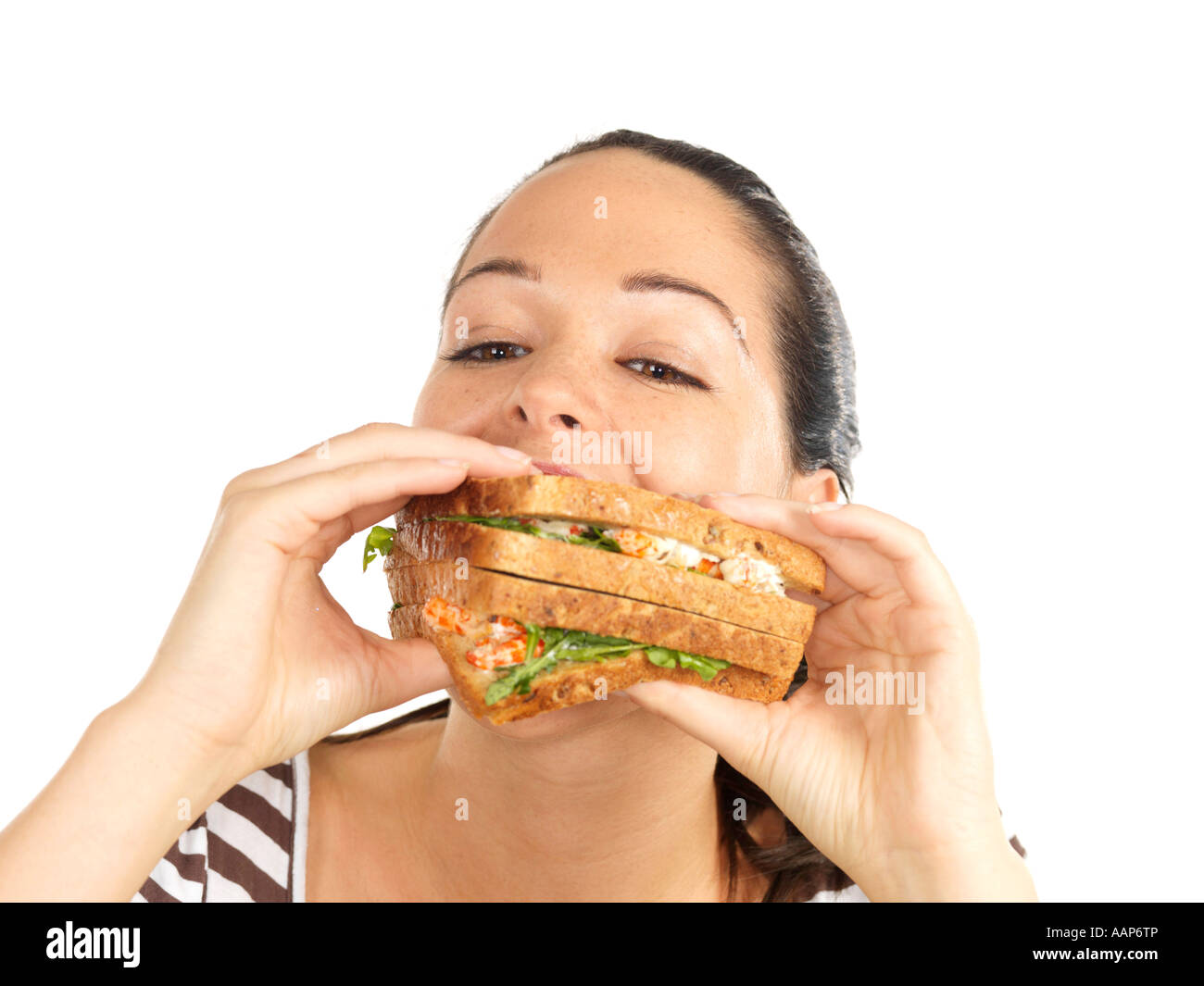 Young Woman Eating Sandwich Model Released Stock Photo - Alamy