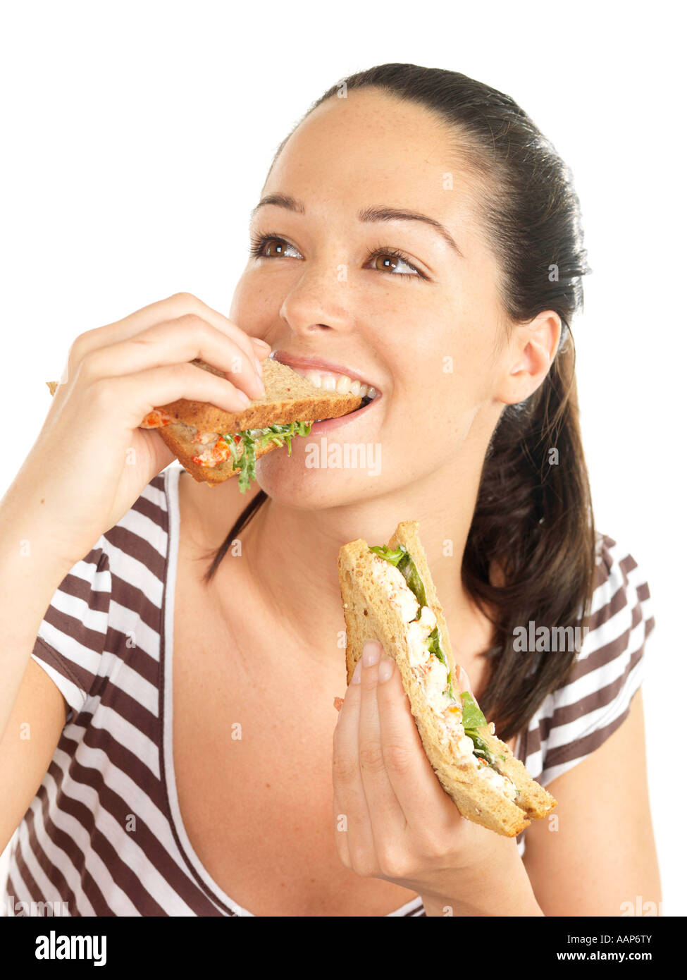 Young Woman Eating Sandwich Model Released Stock Photo - Alamy