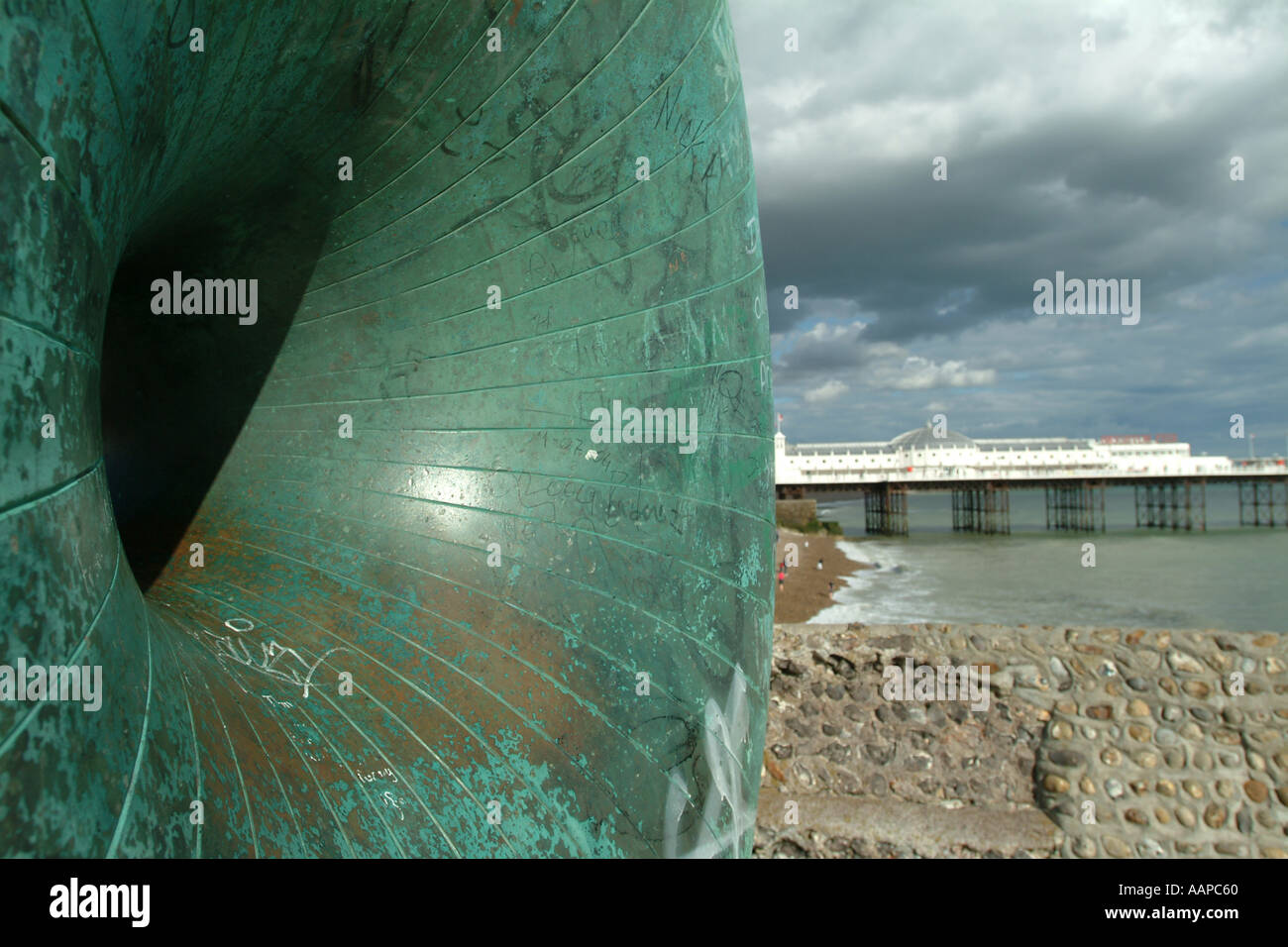 The Afloat Sculpture on Brighton seafront Stock Photo - Alamy