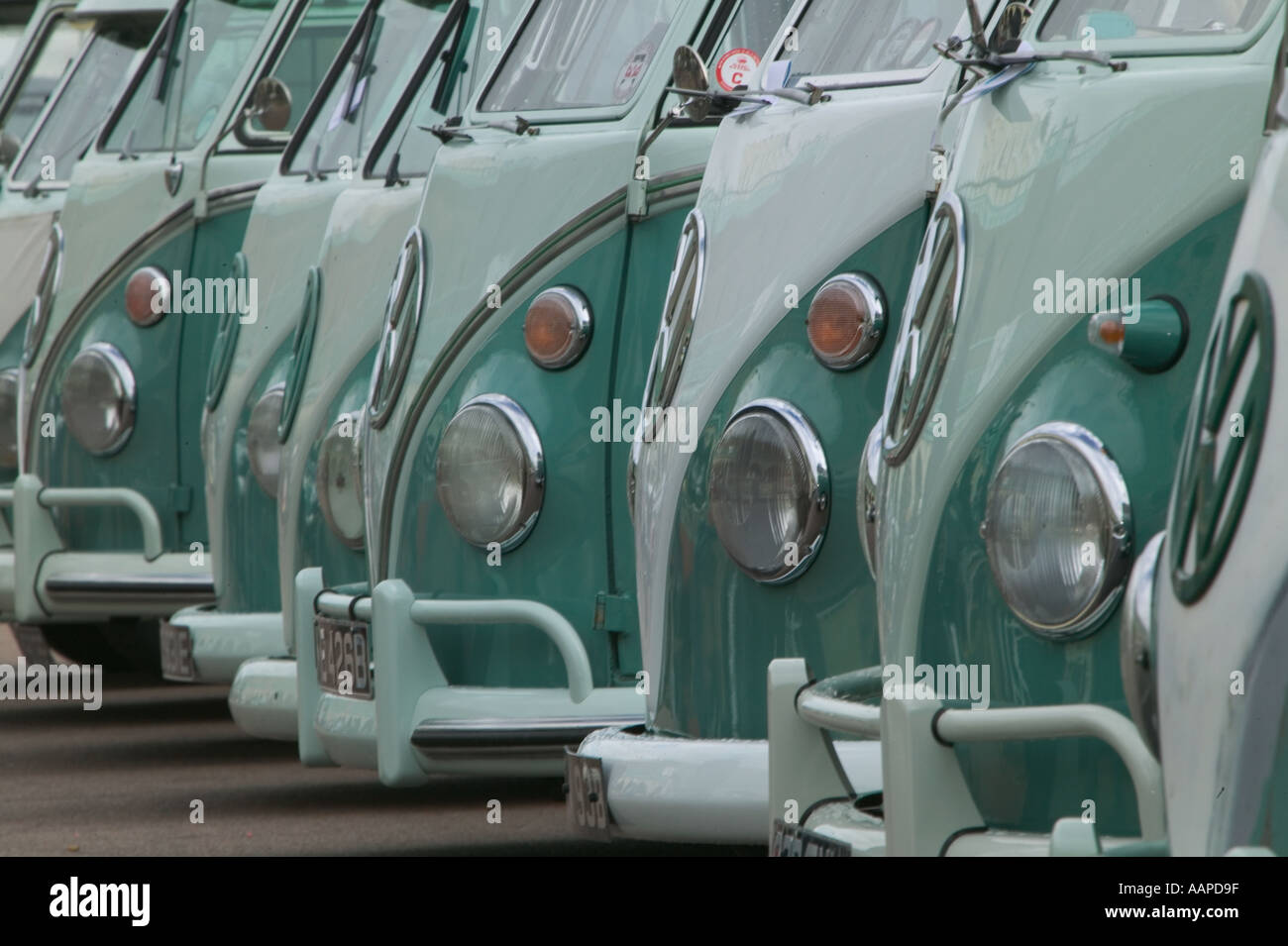Volkswagen Combo vans in a line at a VW rally Brighton Stock Photo - Alamy