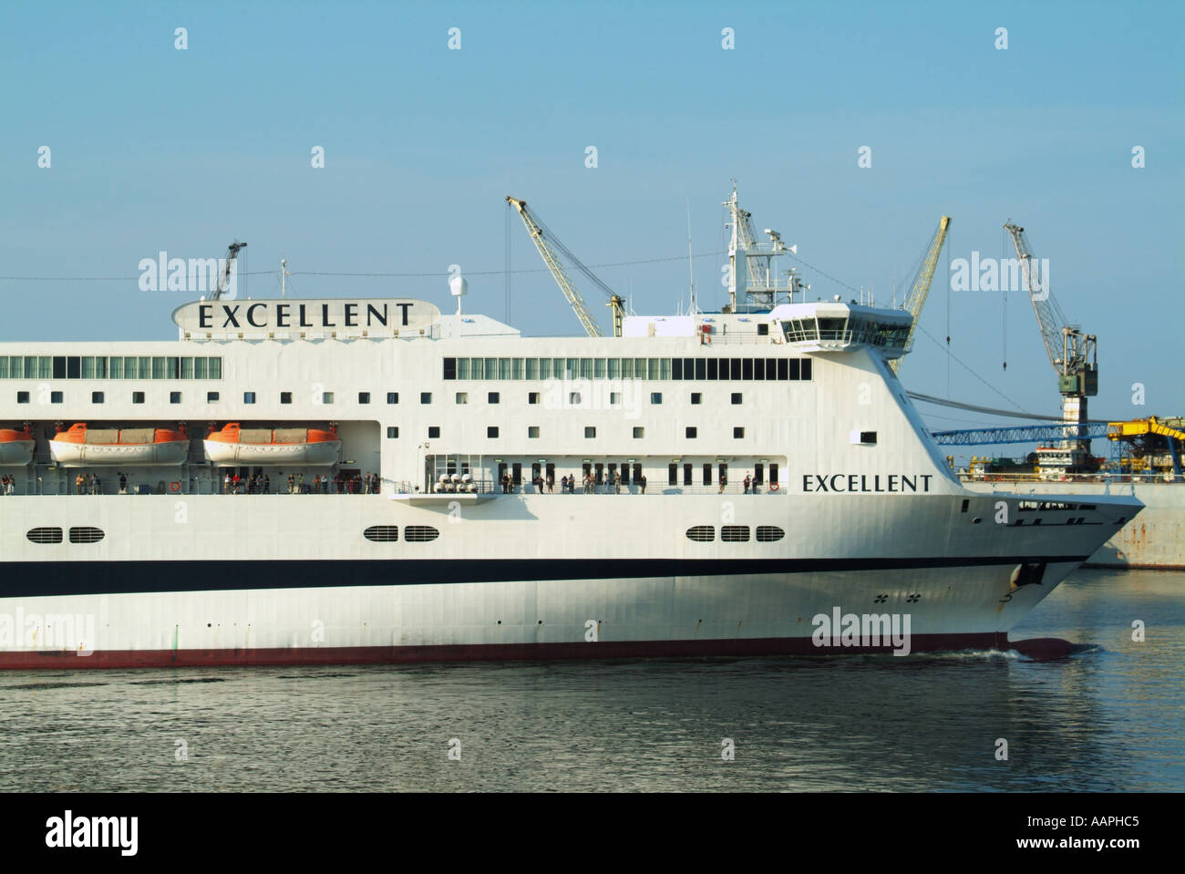 Palermo Sicily port installations bow view of ferry Excellent departing ...