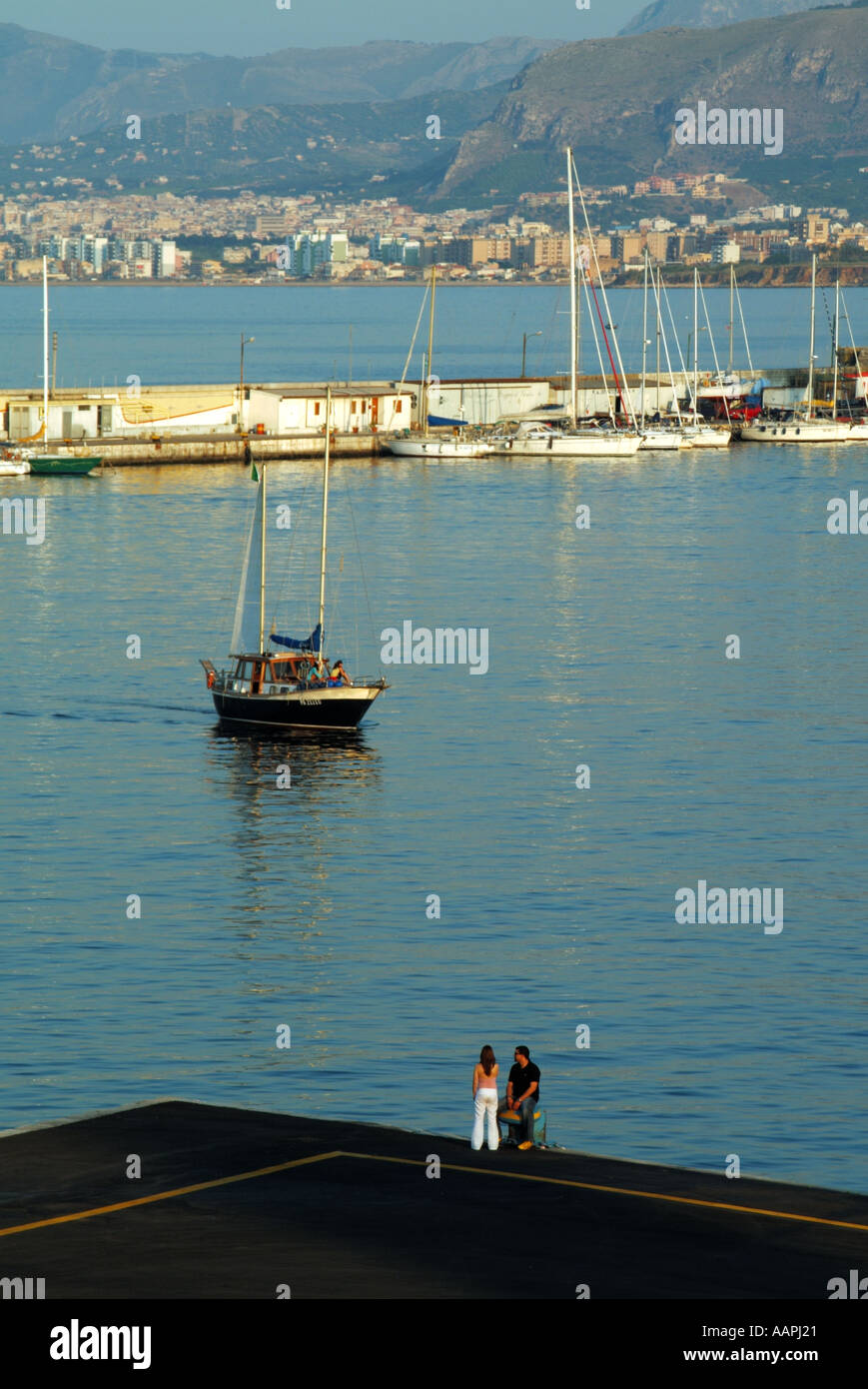 Palermo Sicily port harbour walls & quay includes part of marina and ...