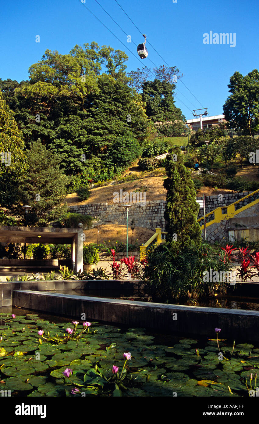 Cable car and water gardens, Guia, Macau, China Stock Photo - Alamy