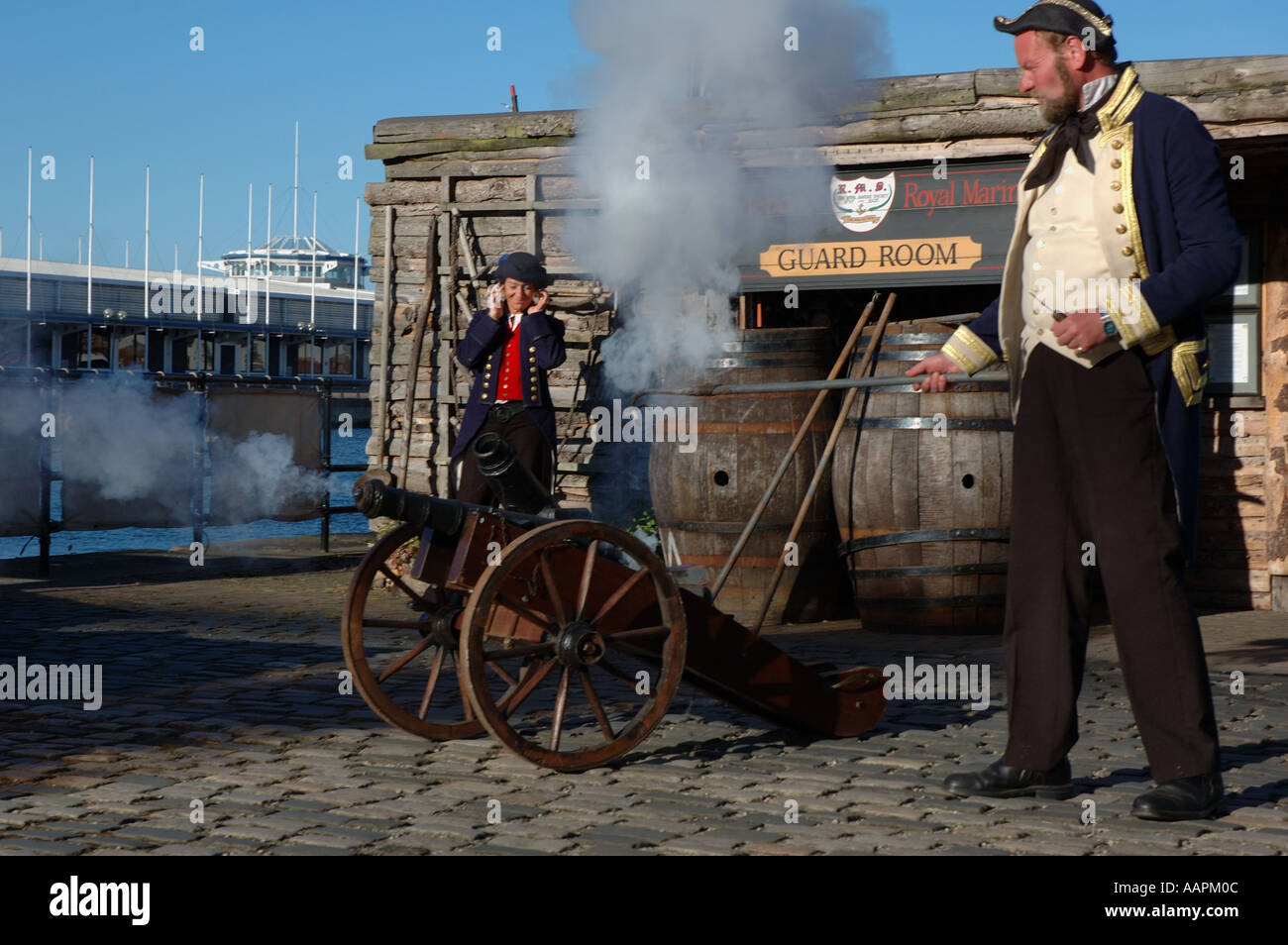 Period cannon fired at Hartlepool Historic Quay, County Durham, UK ...