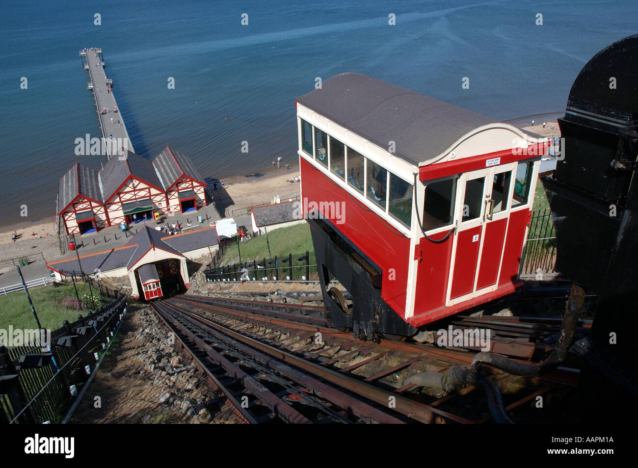 Saltburn Victorian waterbalance cliff lift, North Yorkshire, UK Stock ...