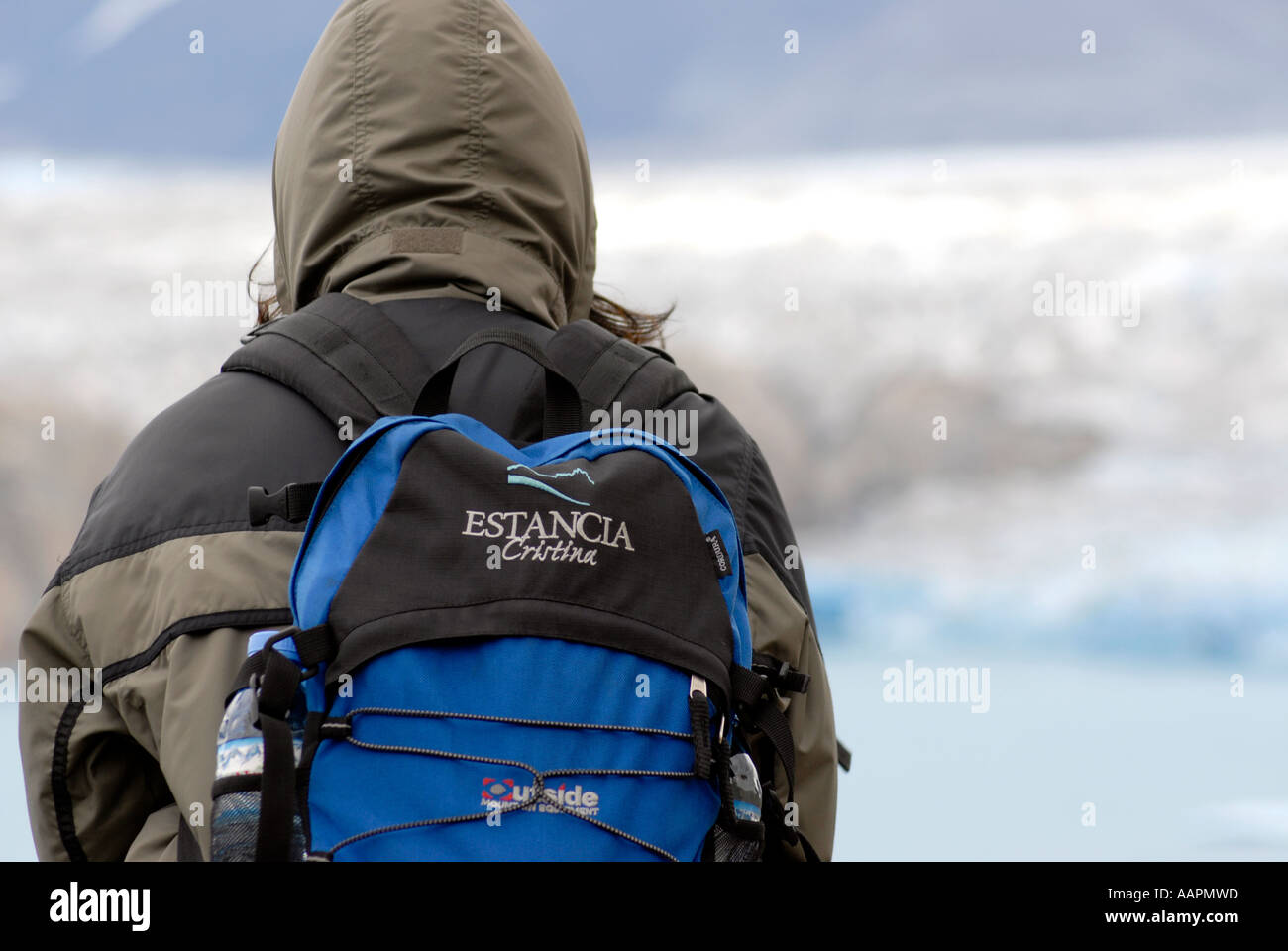 Argentina Patagonia Upsala Glacier tourist with backpack Parque ...