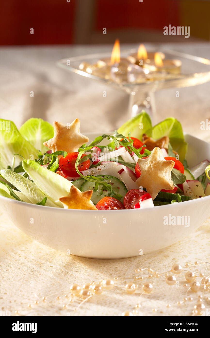 Chicory Salad with Rucola and Pastry Stars Stock Photo - Alamy