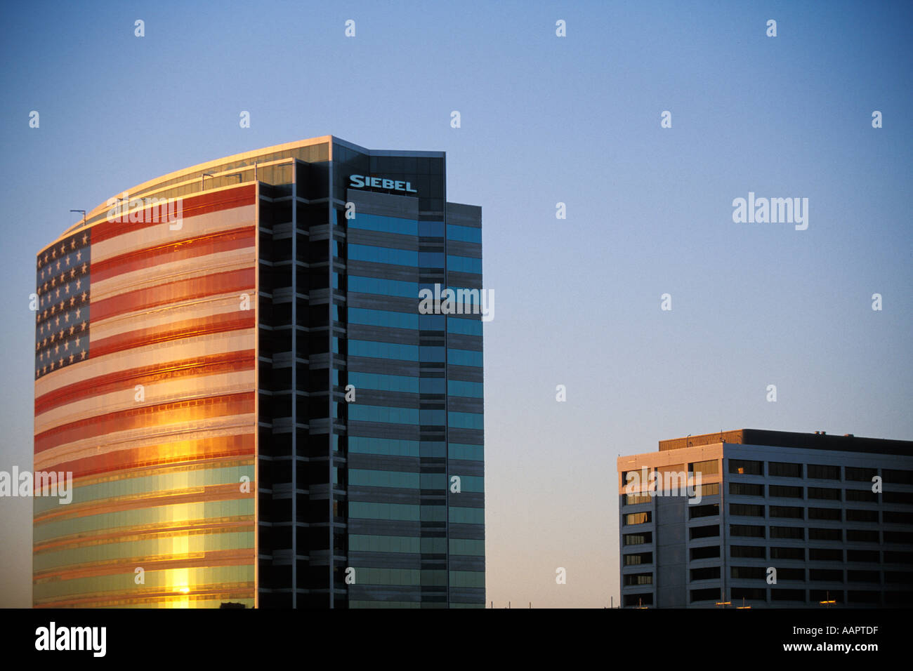 Flags, American Flag on office building Stock Photo - Alamy