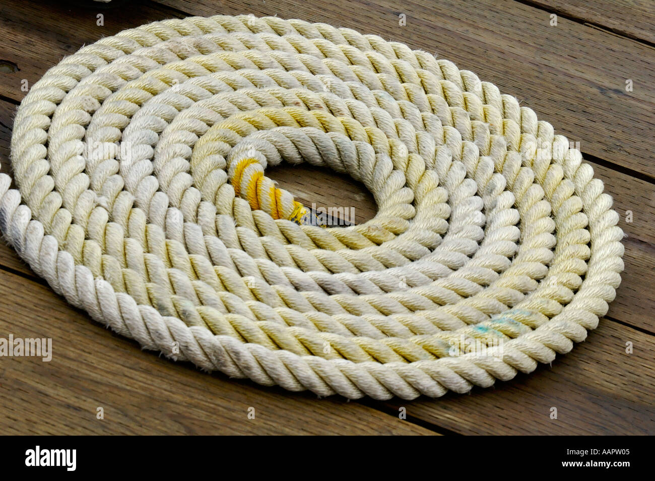 Alaska, Prince WIlliam Sound, Rope coil on dock Stock Photo - Alamy