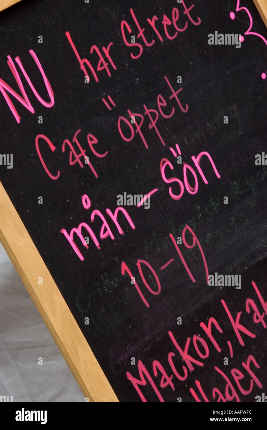 Sweden, Chalkboard restaurant menu Stock Photo - Alamy