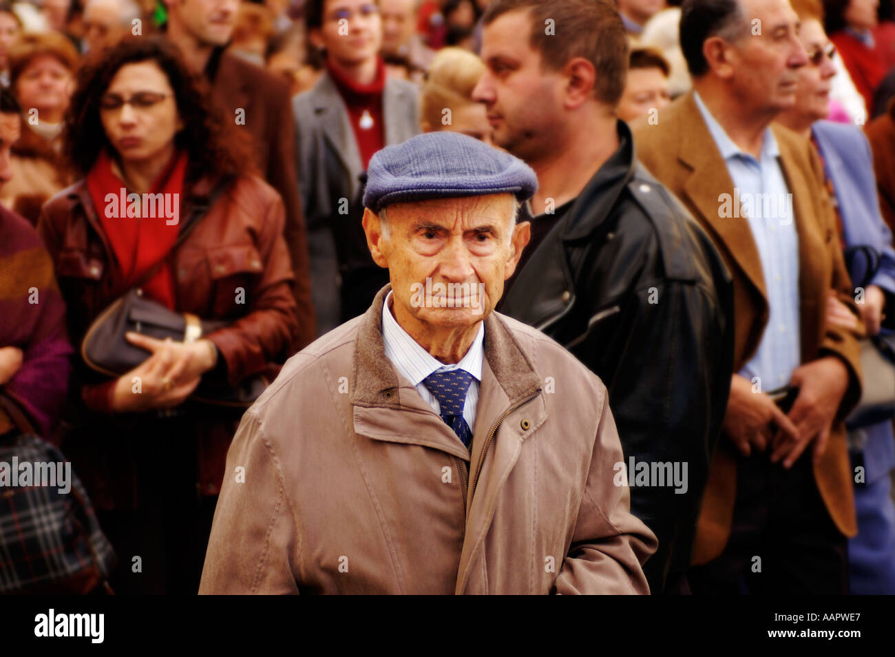 Spain Madrid Man in crowd Stock Photo - Alamy