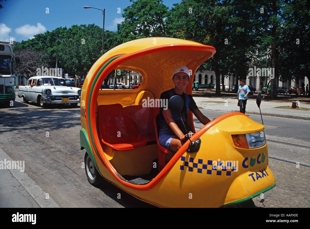 A Coco taxi an unusual form of transport Havana Cuba Stock Photo - Alamy