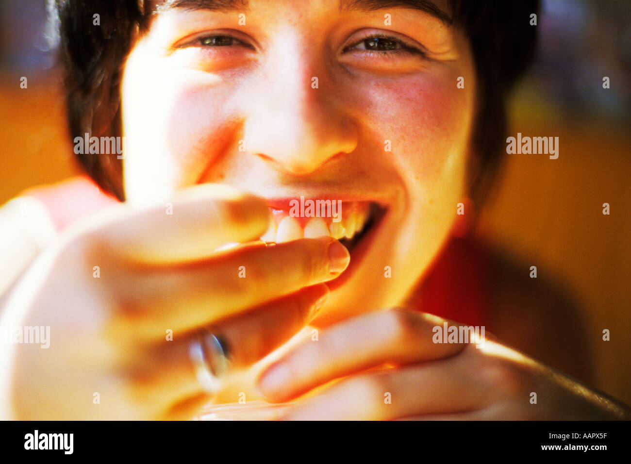 Portraits, Laughing woman Stock Photo - Alamy