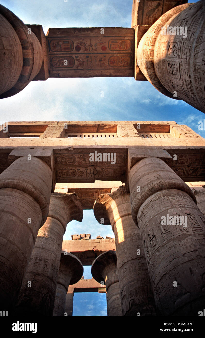 Massive ancient columns in the Great Hypostyle Hall the Temple of ...