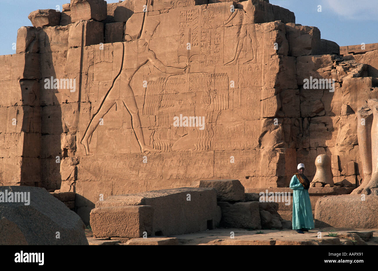 Hieroglyphic carvings in bas relief on walls at temple of Karnak Court ...
