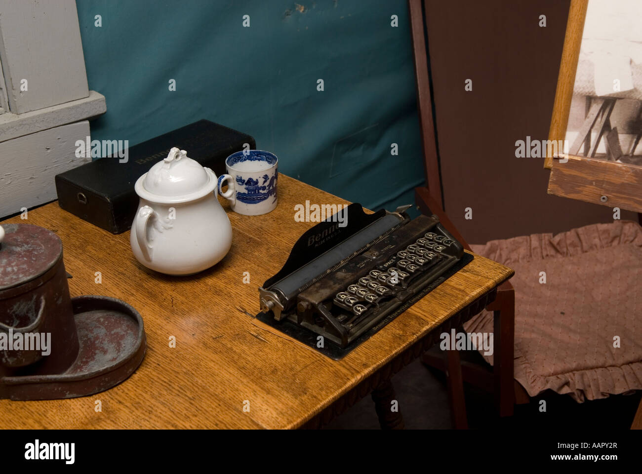 The inside of Robert Service cabin in Dawson City Yukon Canada Stock ...