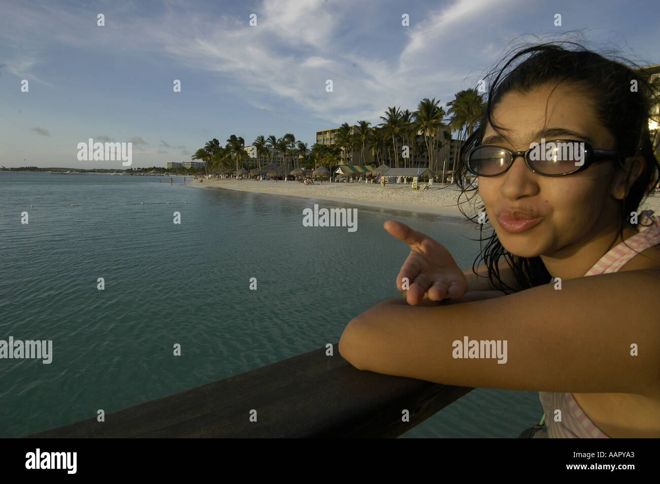 Young woman MR at Palm Beach Aruba a sunshiny place of balmy weather ...
