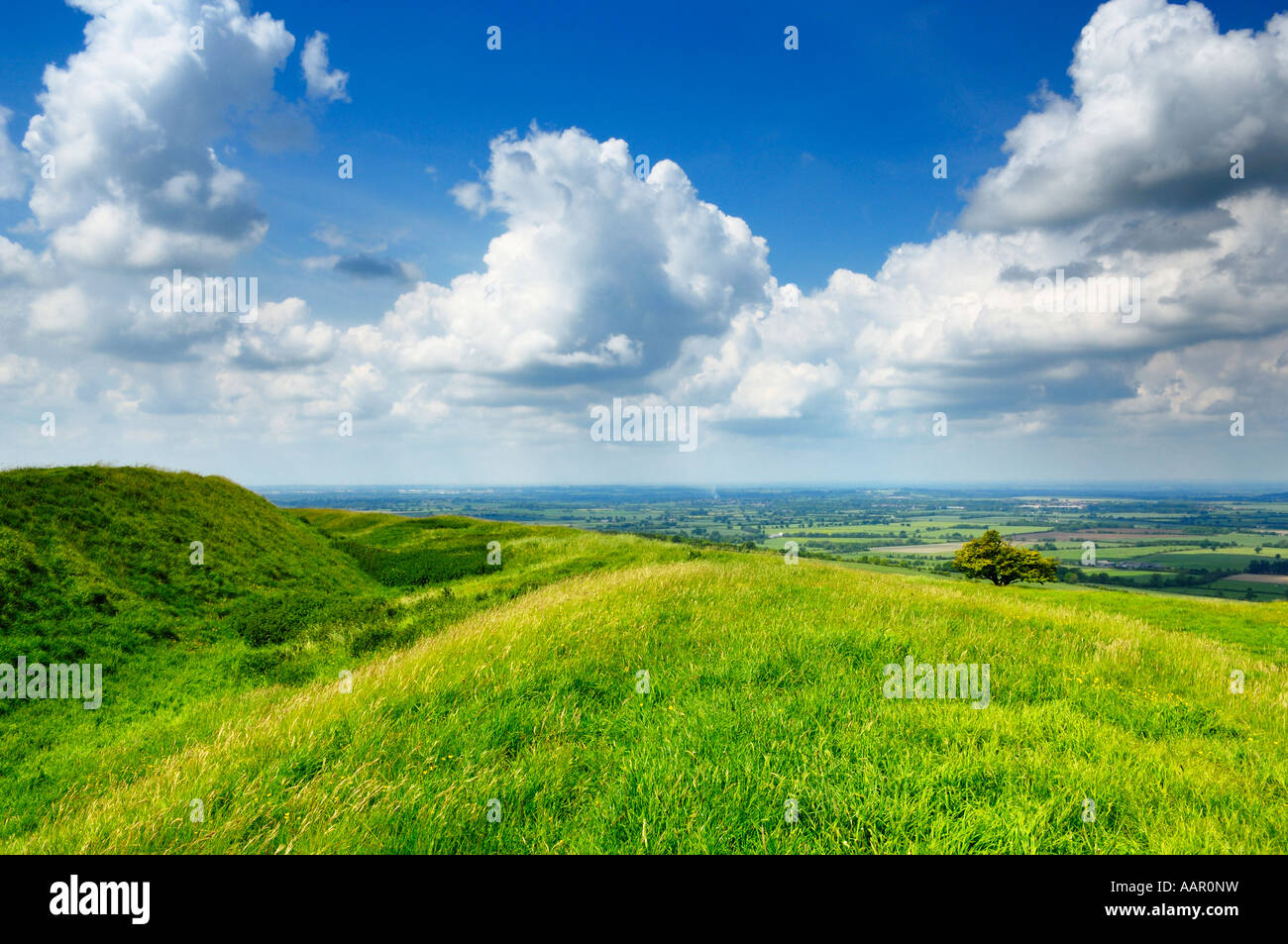 The remains of the Bronze Age hill fort of Uffington Castle on ...