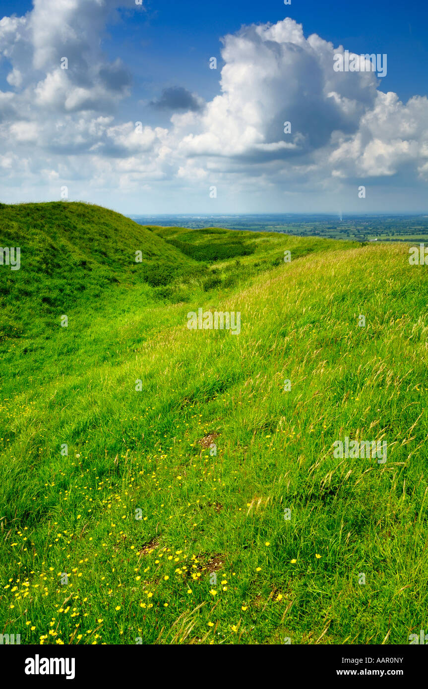 The remains of the Bronze Age hill fort of Uffington Castle on ...