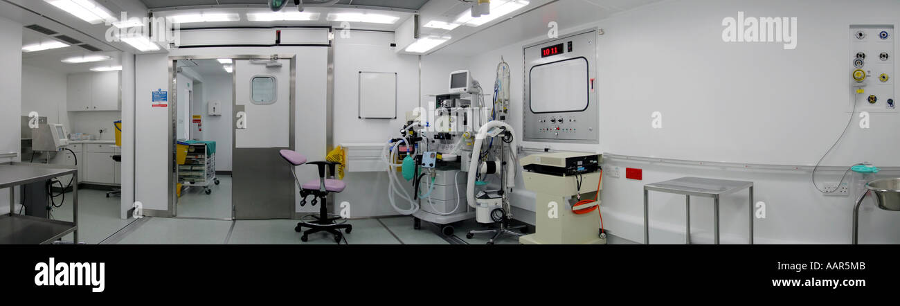 panoramic view of inside of mobile theatre unit Stock Photo - Alamy