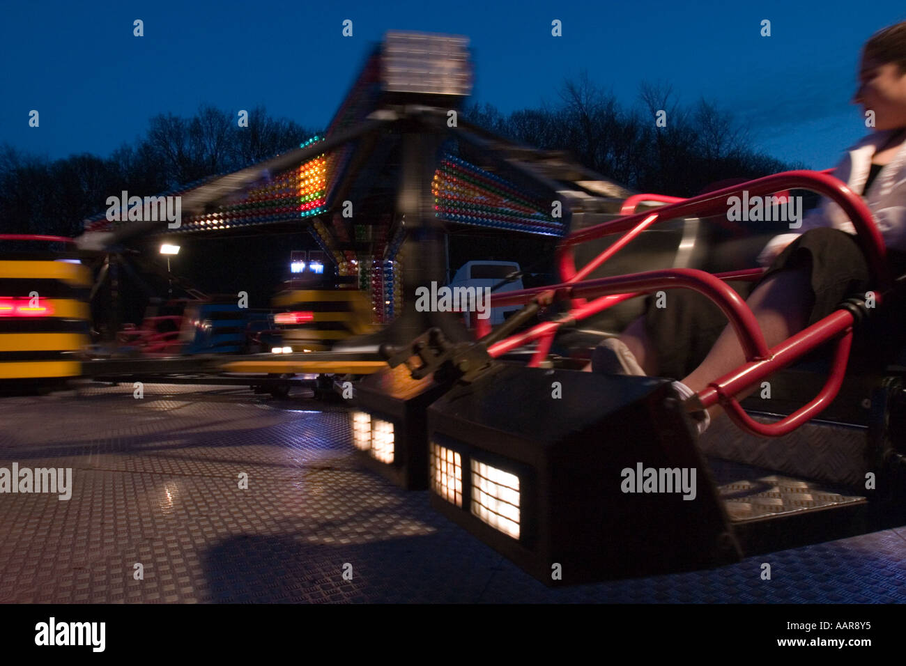 Travelling funfair in Springhead Park Rothwell Leeds Stock Photo - Alamy