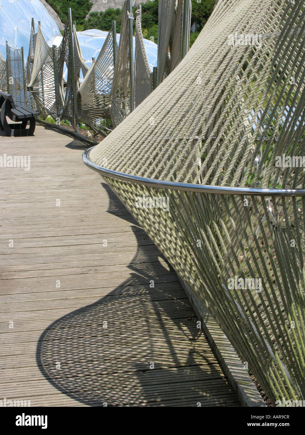 Rope fence woven around shaped metal at the Eden Project Cornwall ...