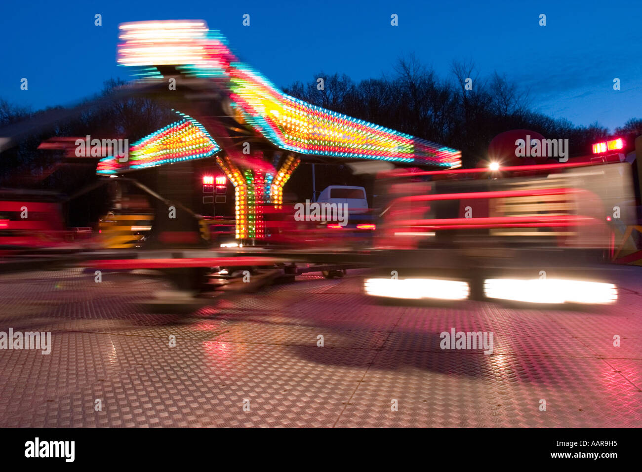 Travelling funfair in Springhead Park Rothwell Leeds Stock Photo - Alamy
