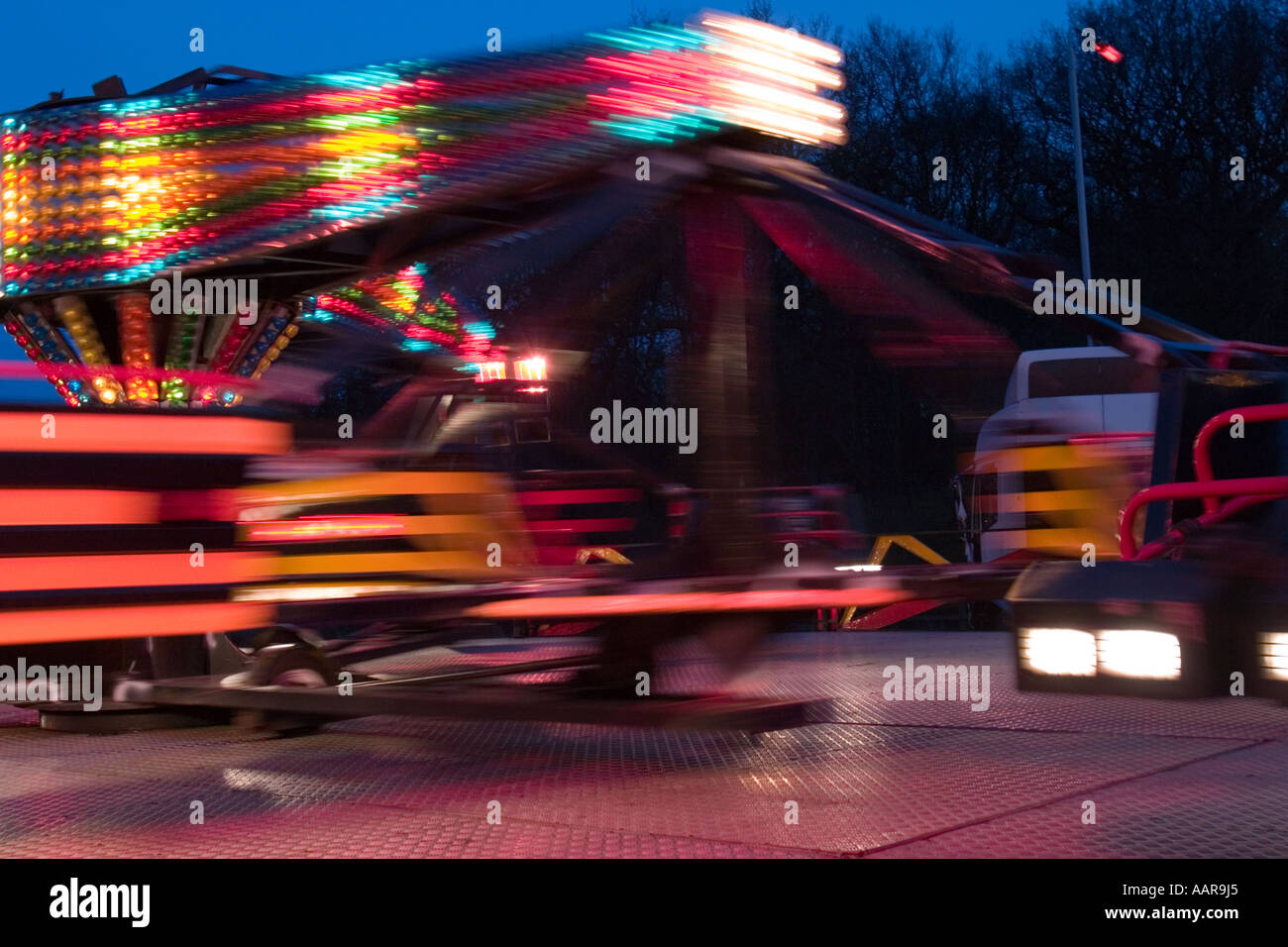 Travelling funfair in Springhead Park Rothwell Leeds Stock Photo - Alamy