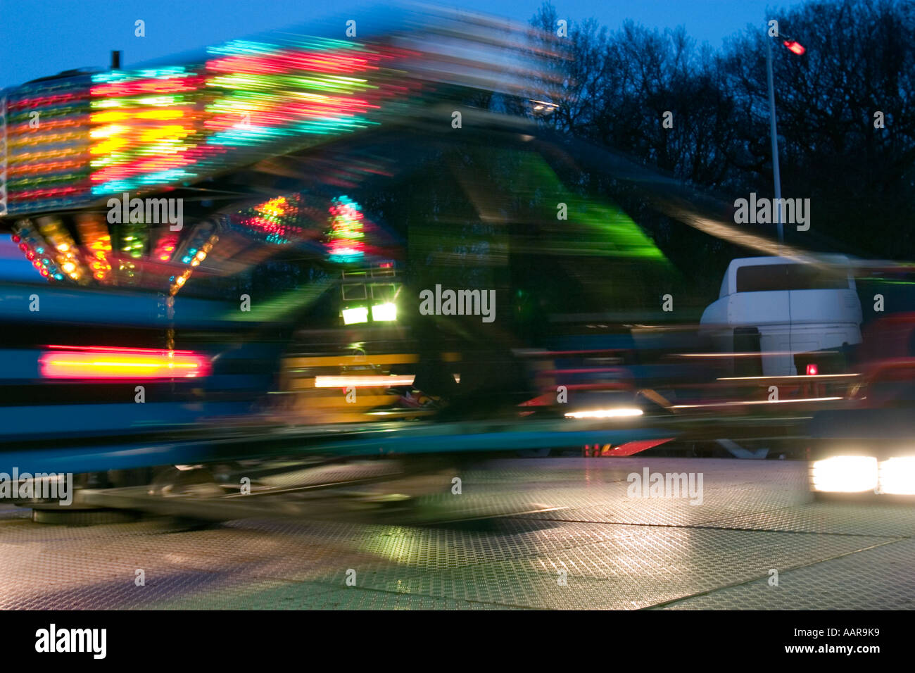Travelling funfair in Springhead Park Rothwell Leeds Stock Photo - Alamy