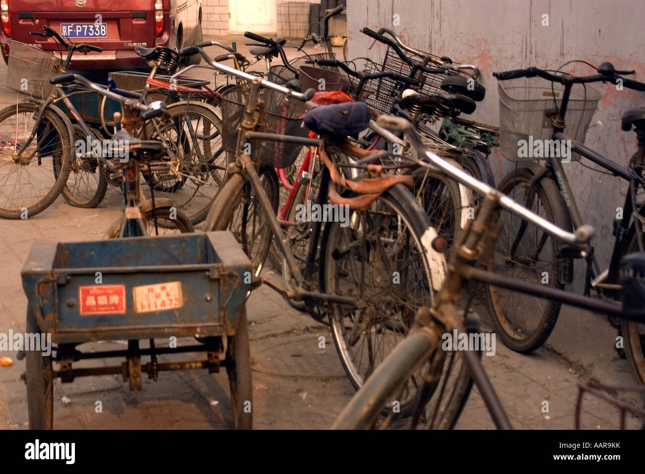 Rental bike tours at the hutongs traditional alleys and houses with ...
