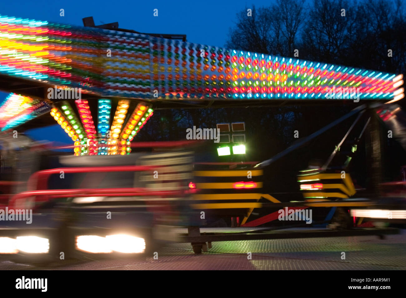 Travelling funfair in Springhead Park Rothwell Leeds Stock Photo - Alamy