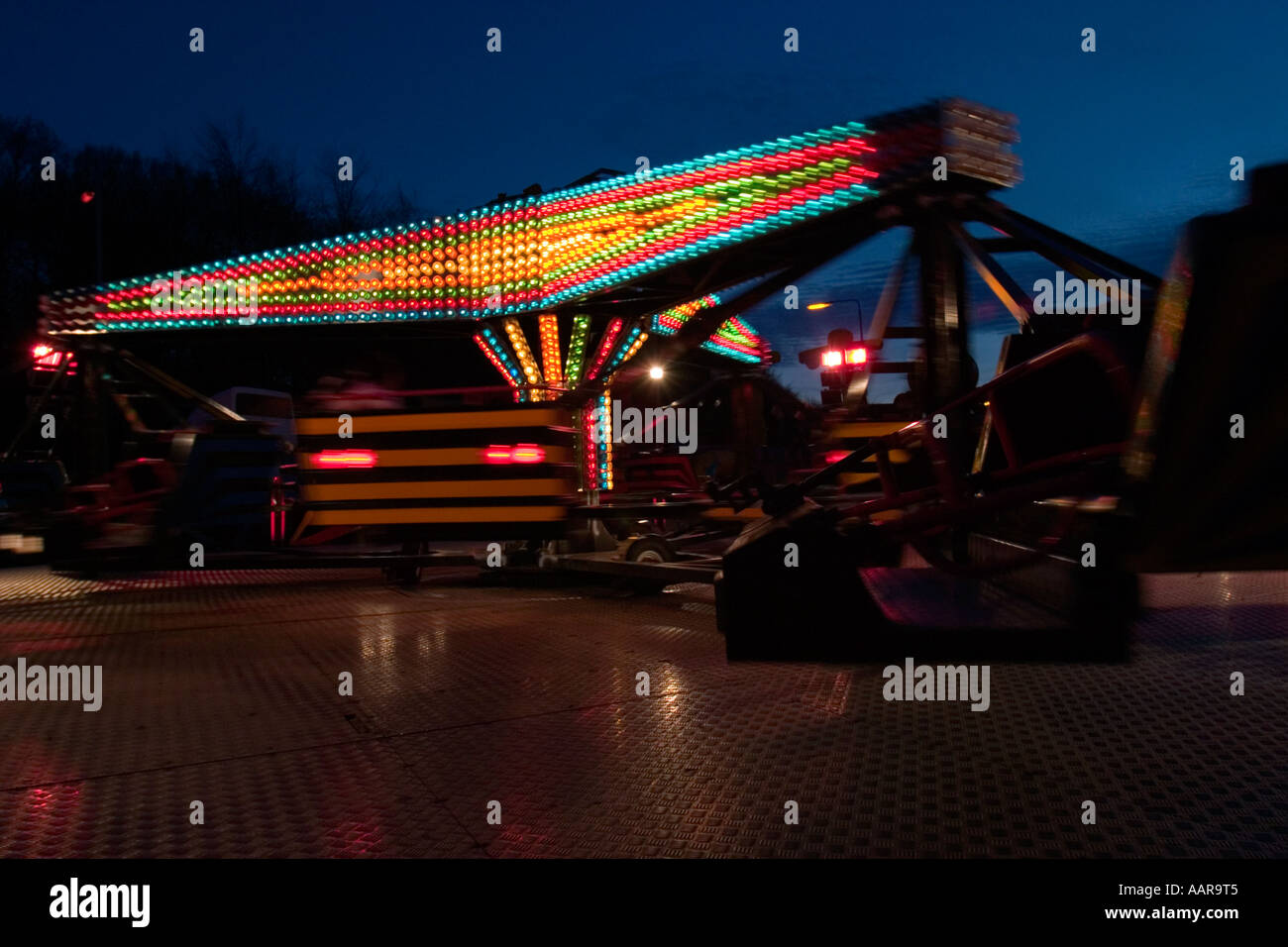 Travelling funfair in Springhead Park Rothwell Leeds Stock Photo - Alamy