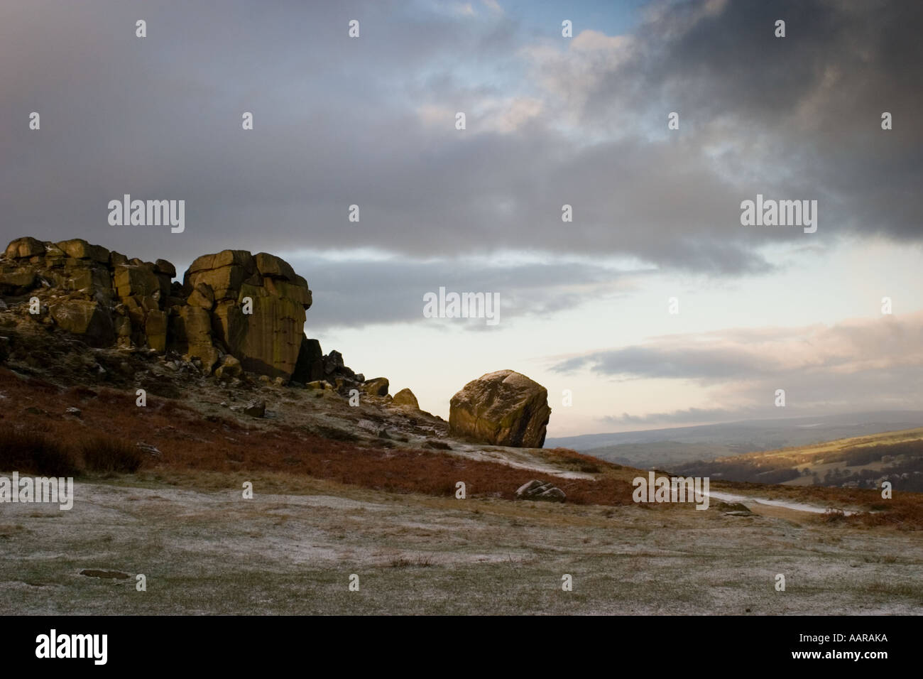 Cow and Calf Rocks above Ilkley Free space for text Stock Photo - Alamy