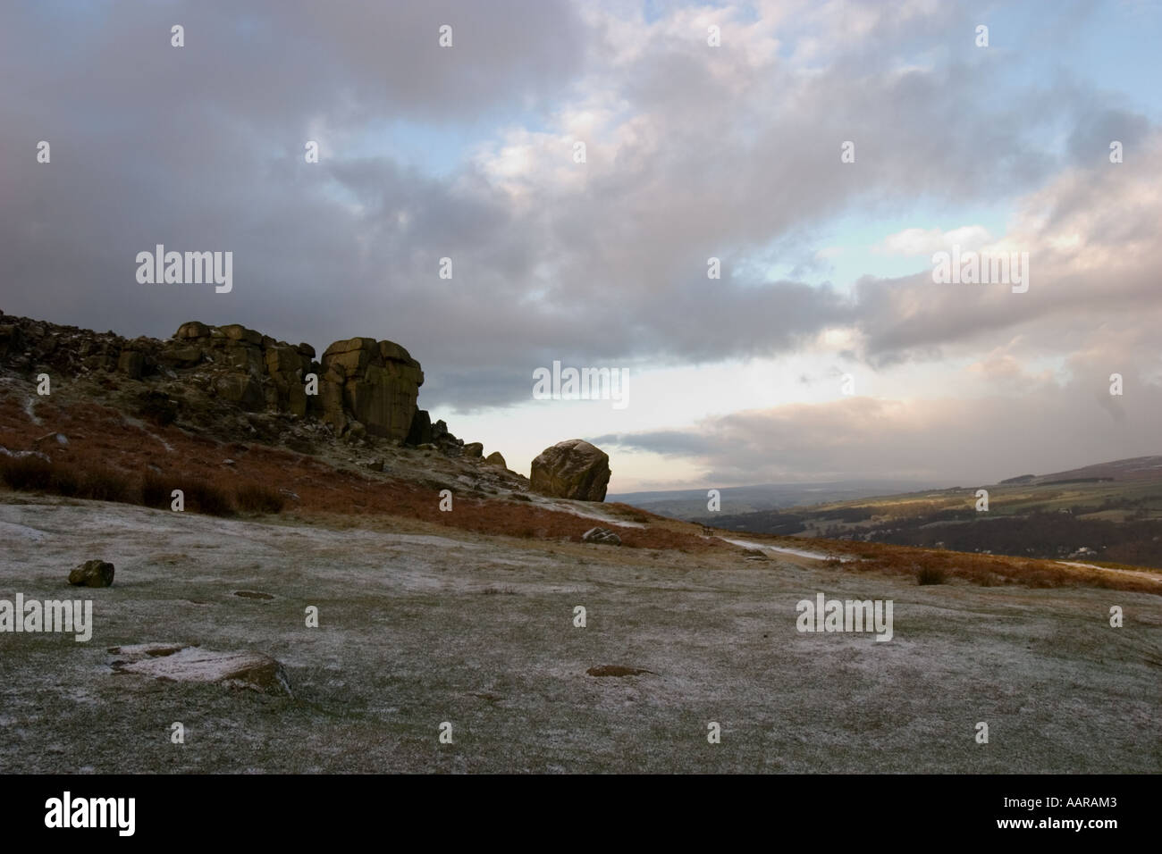 Cow and calf rocks ilkley moor winter hi-res stock photography and ...