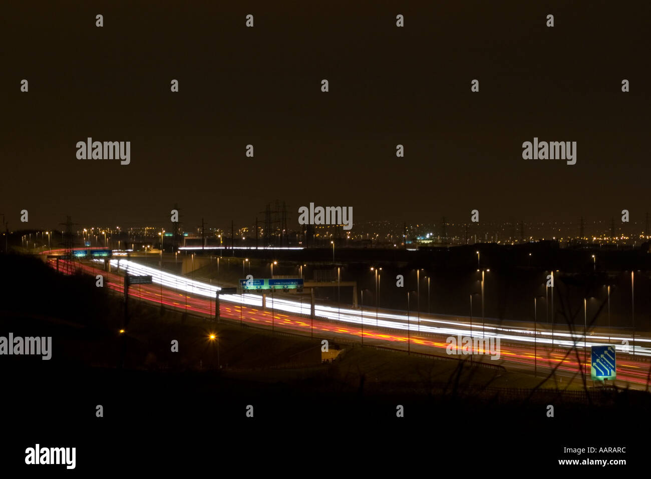 M62 M1 intersection at night Leeds West Yorkshire Stock Photo - Alamy