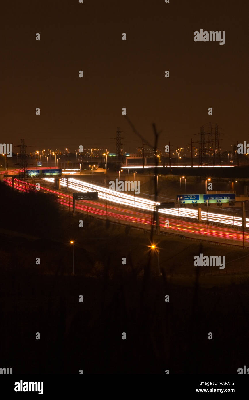 M62 M1 intersection at night Leeds West Yorkshire Stock Photo - Alamy