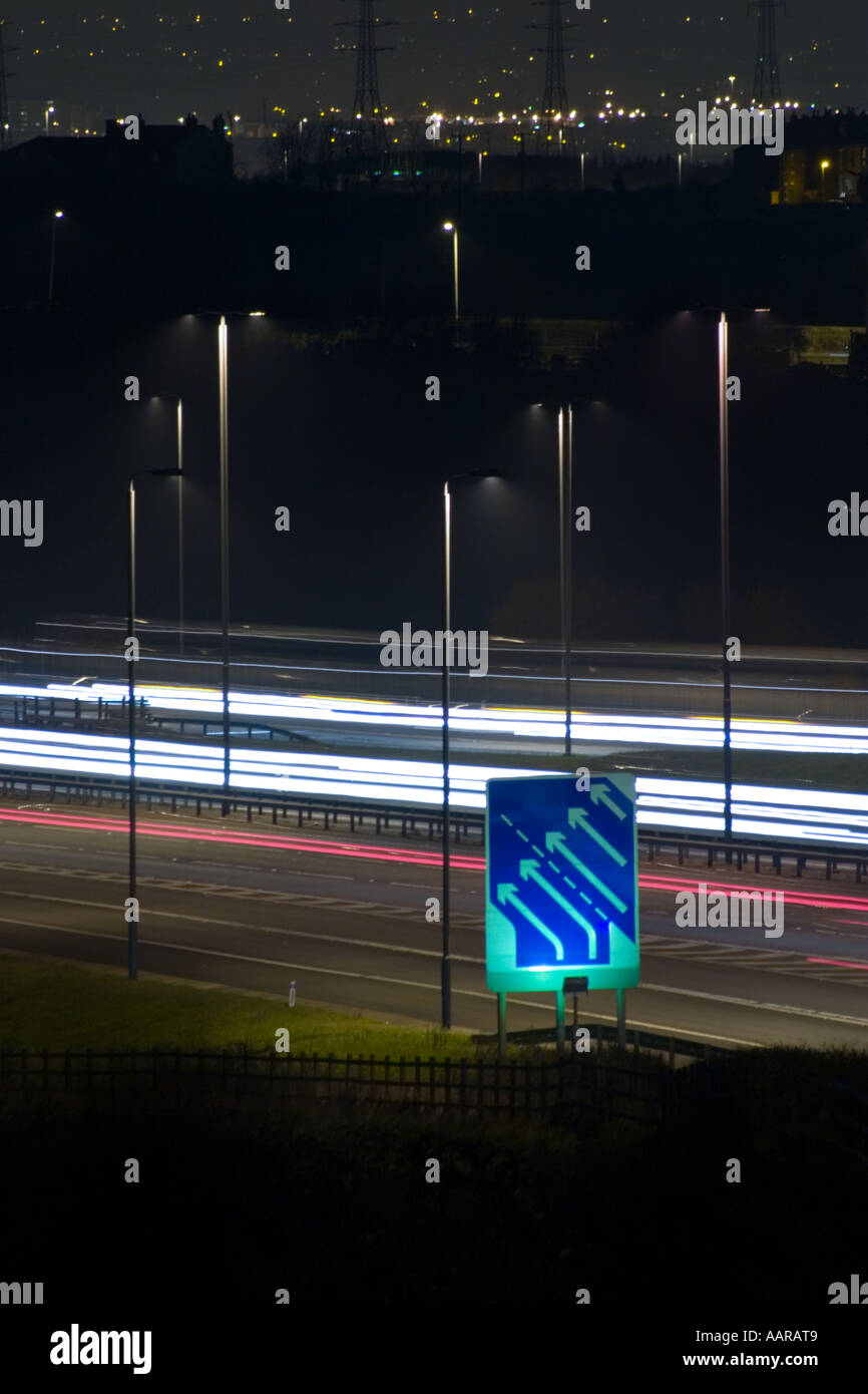 M62 M1 intersection at night Leeds West Yorkshire Stock Photo - Alamy