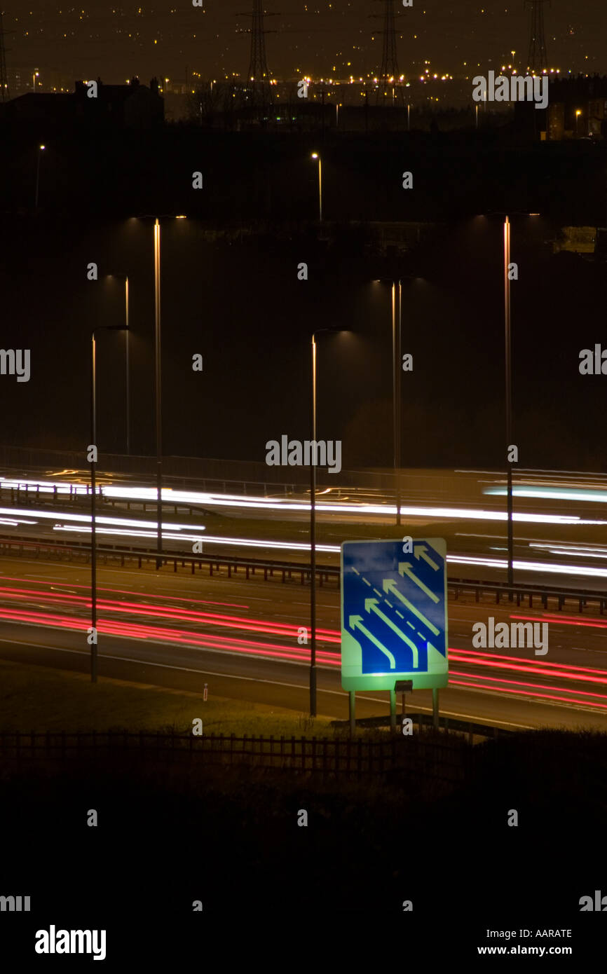 M62 M1 intersection at night Leeds West Yorkshire Stock Photo - Alamy