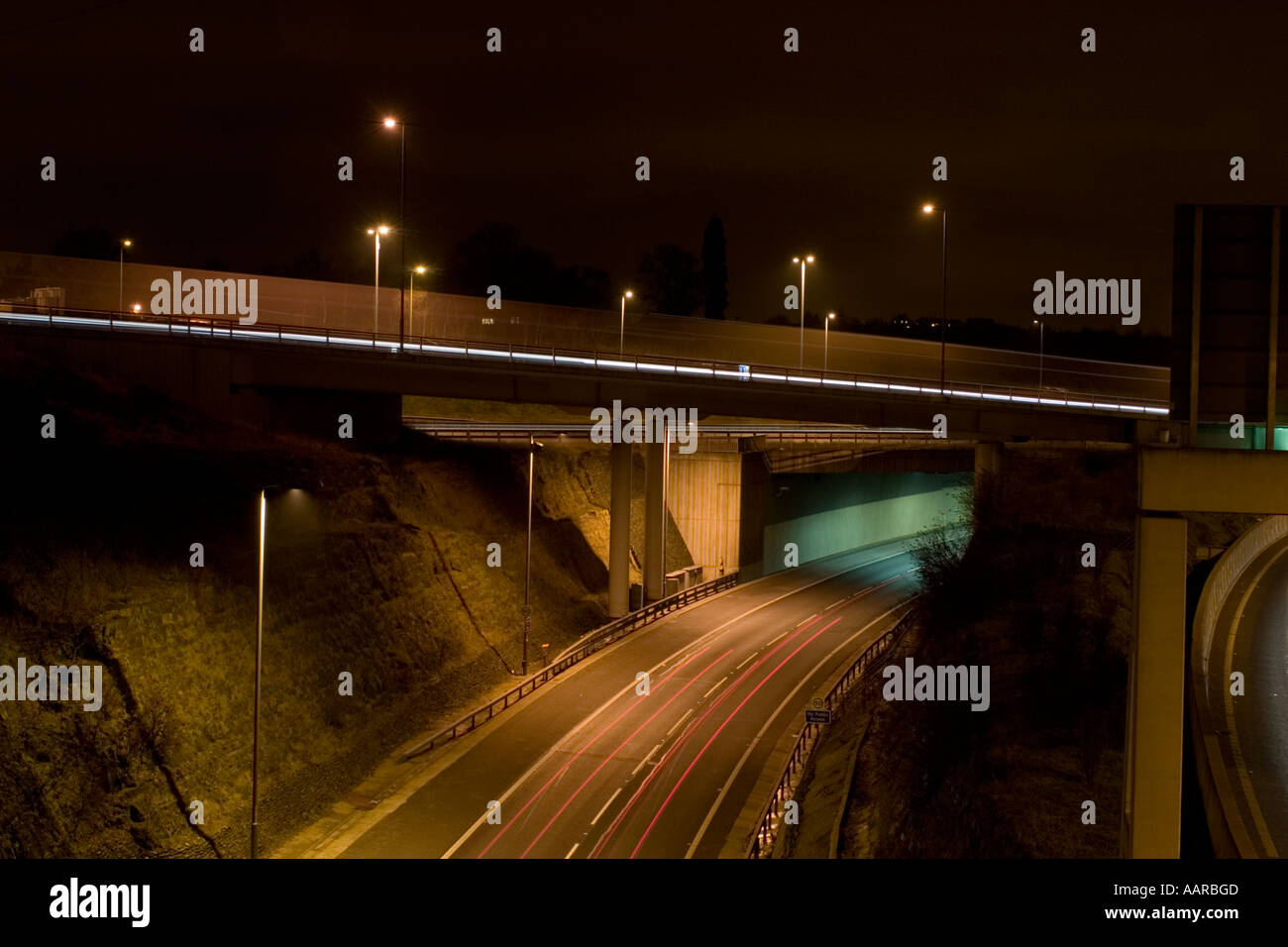 M62 M1 intersection at night Leeds West Yorkshire Stock Photo - Alamy