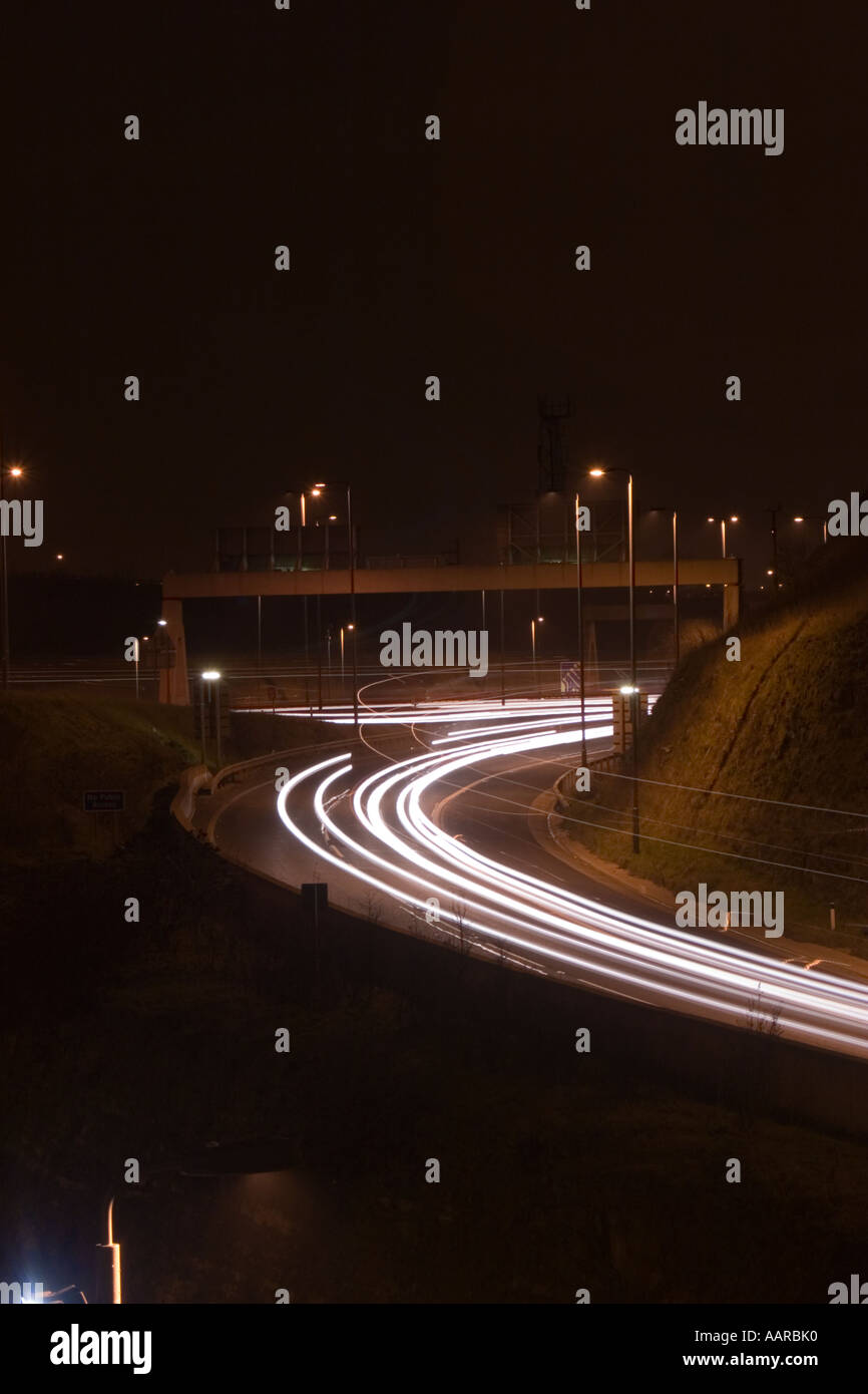 M62 M1 intersection at night Leeds West Yorkshire Stock Photo - Alamy