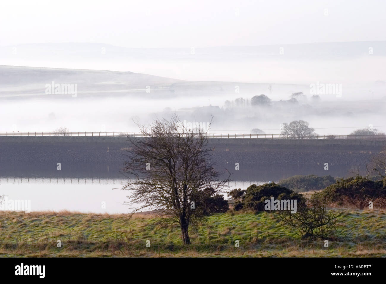 Mist over Bingley Moor from Baildon Free space for text Stock Photo - Alamy