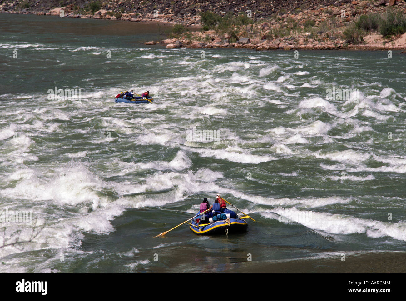 Rafters shoot DUBENDORFF RAPID Class 8 at mile 132 in GRAND CANYON ...