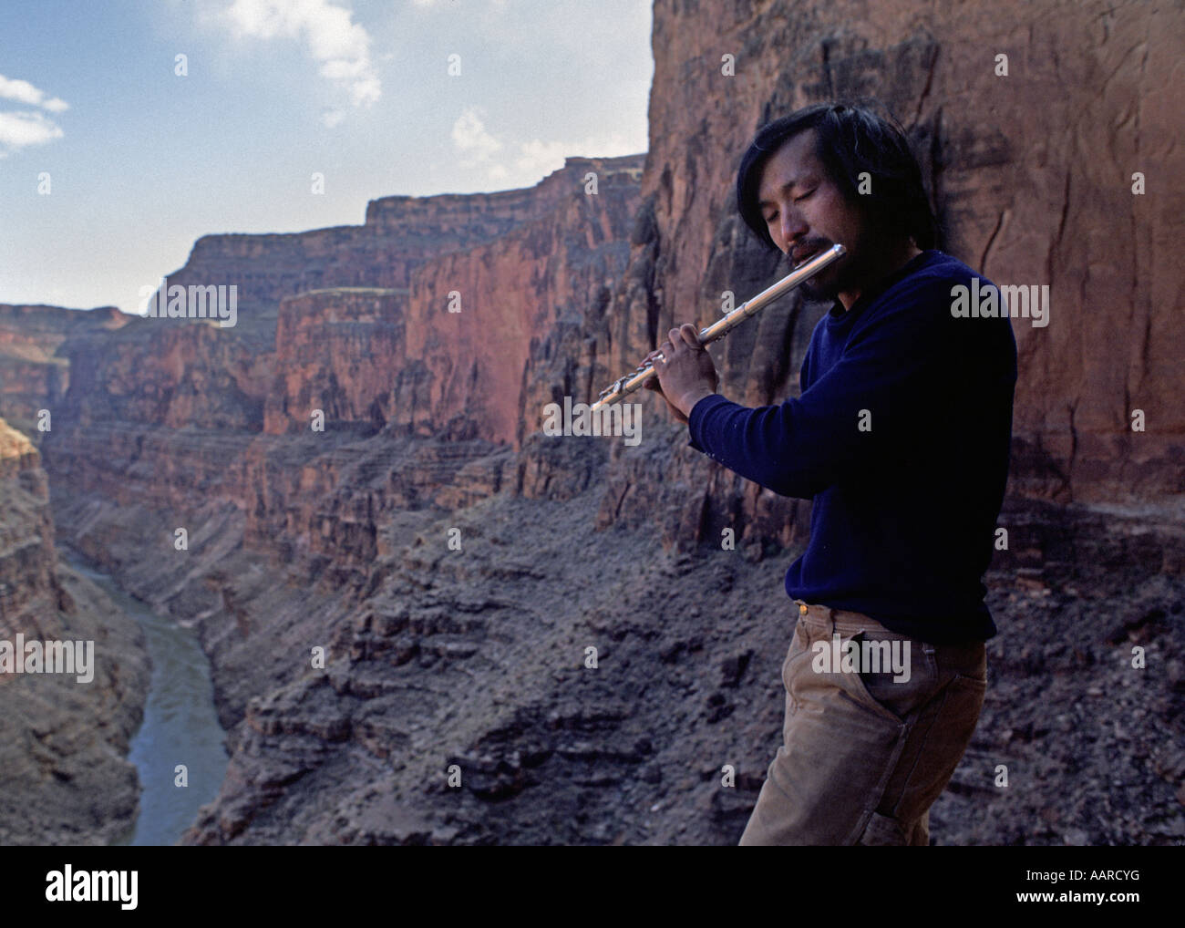 Sam Ahtye plays flute above LEDGES CAMP mile 151 GRAND CANYON NATIONAL ...
