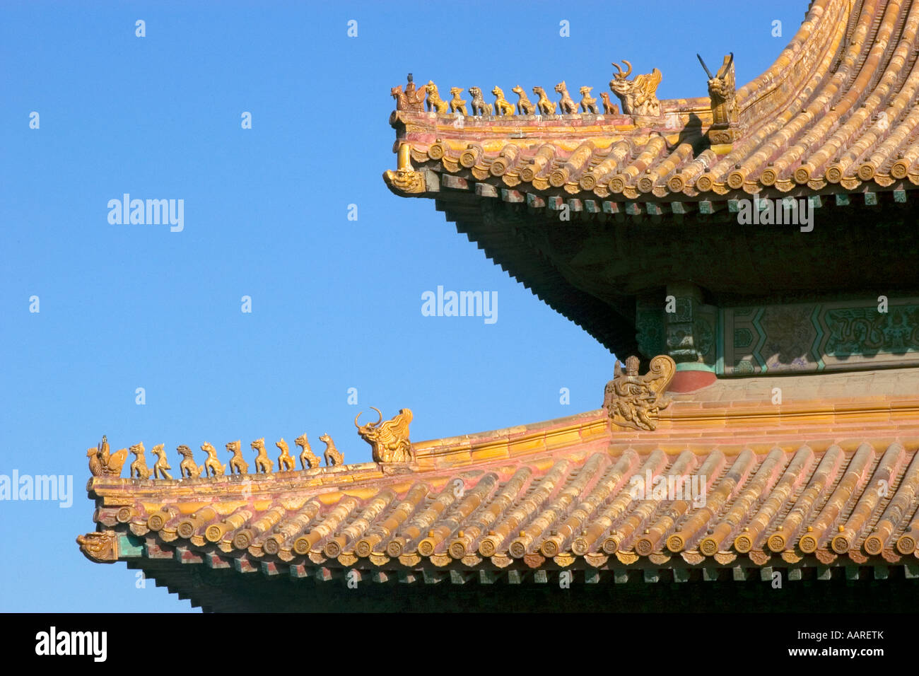Roof details of a palace in the Forbidden City former Imperial palace ...