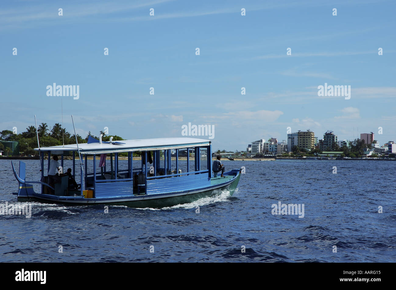 Near Male City A Typical Dhoni Boat Transporting Passengers Stock Photo ...