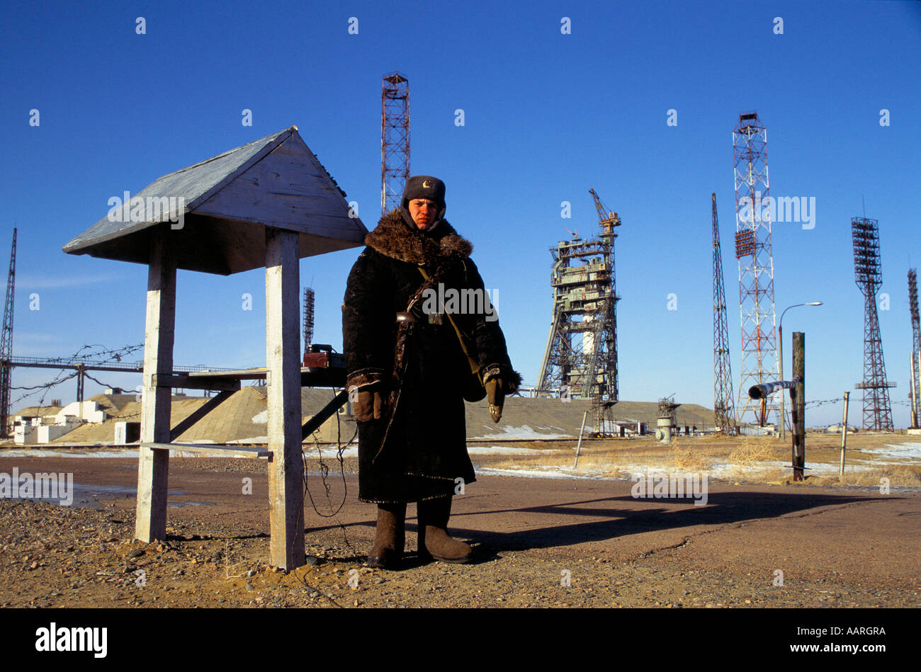 BAIKONAR SPACE LAUNCHES 2 96 SOLDIER GUARDS THE LAUNCH SITE OF THE ...