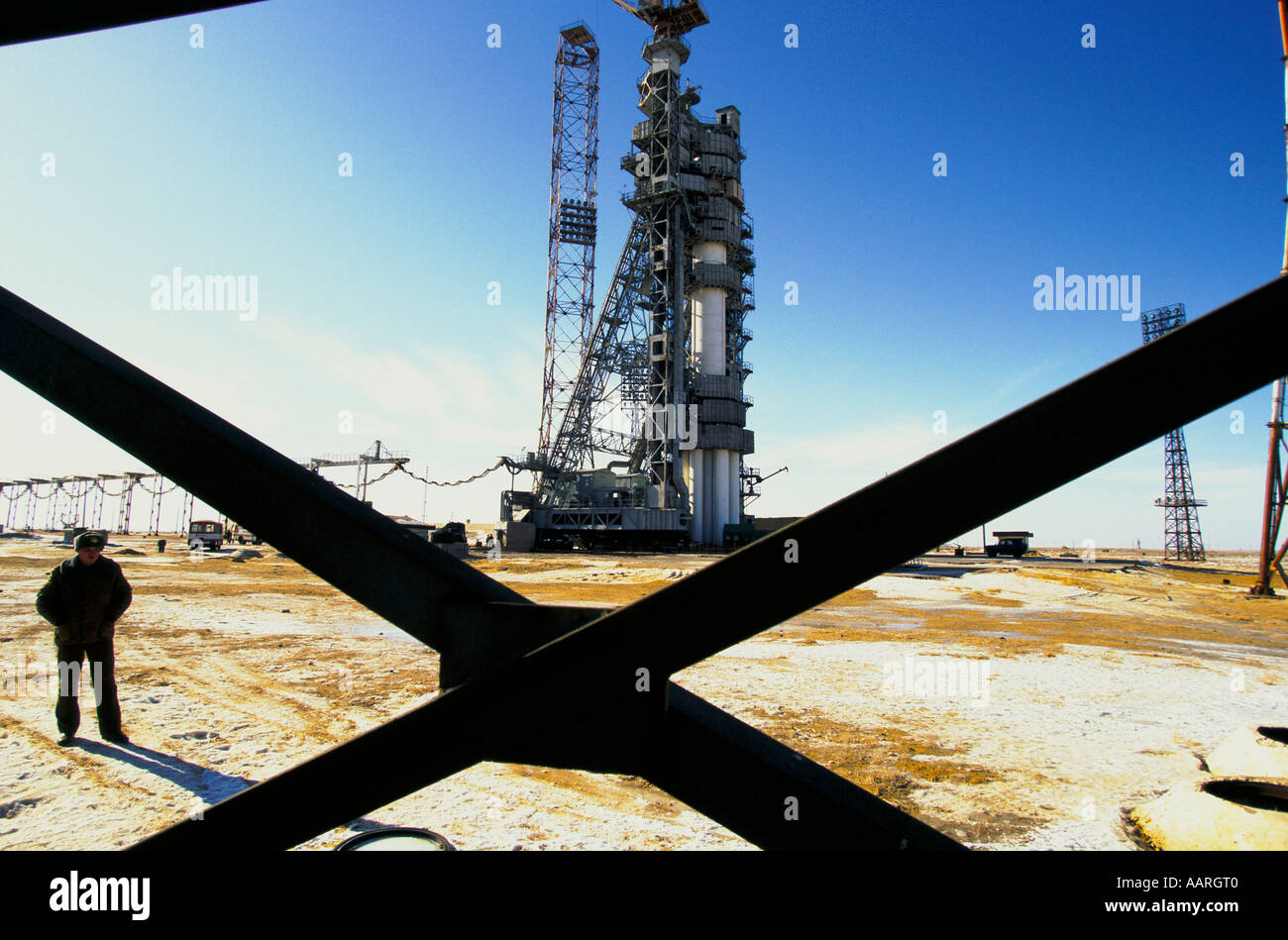 BAIKONAR SPACE LAUNCHES 2 96 SOLDIER GUARDS THE LAUNCH SITE OF THE ...